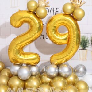 AULE 40 Inch Large 29 Balloon Numbers Gold, Big Foil Number Balloons, Giant Helium Happy 29th Birthday Party Decorations for Man and Women, Huge Mylar 92 Anniversary Party Supplies