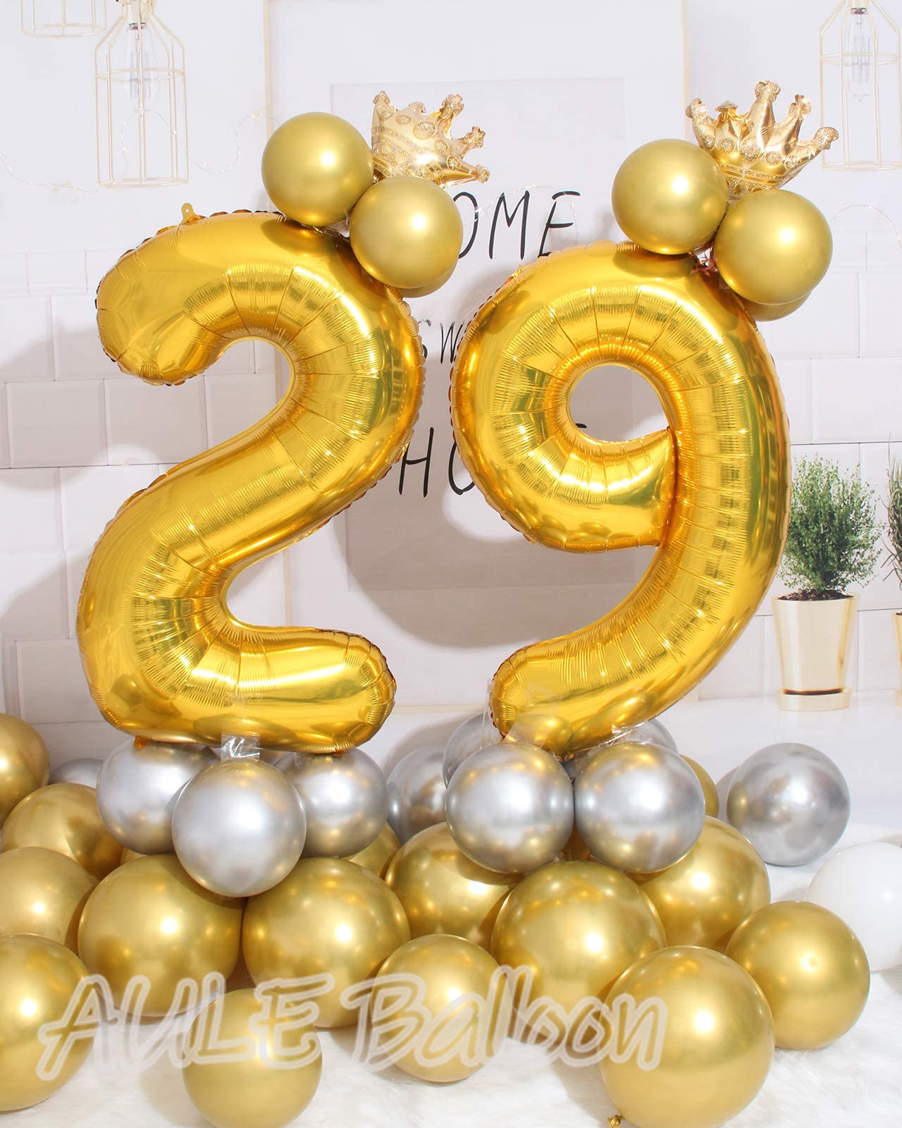 AULE 40 Inch Large 29 Balloon Numbers Gold, Big Foil Number Balloons, Giant Helium Happy 29th Birthday Party Decorations for Man and Women, Huge Mylar 92 Anniversary Party Supplies