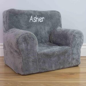 dibsies personalized creative wonders toddler chair - ages 1.5 to 4 years old (blue with white piping)