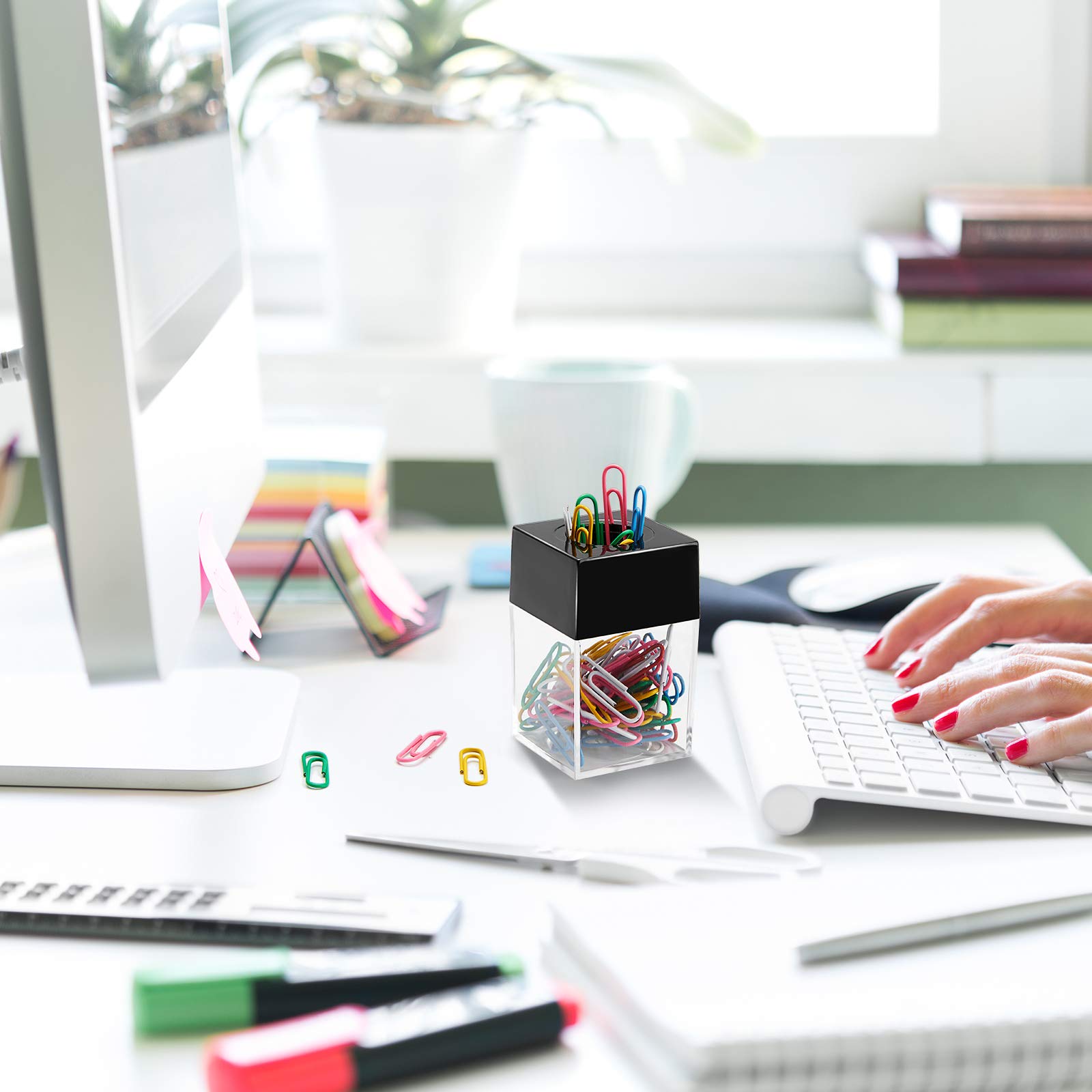 4 Pieces Magnetic Paper Clip Dispenser Holder Paperclip Dispenser for Desk, School, Office