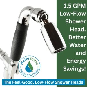 High Sierra Showerheads® - Handheld RV Shower Head with Hose and On Off Switch (Plumbing Code Compliant) - Solid Metal – Includes 72” Metal Hose with Silicone Inner Tube and Holder - 1.5 GPM - Chrome