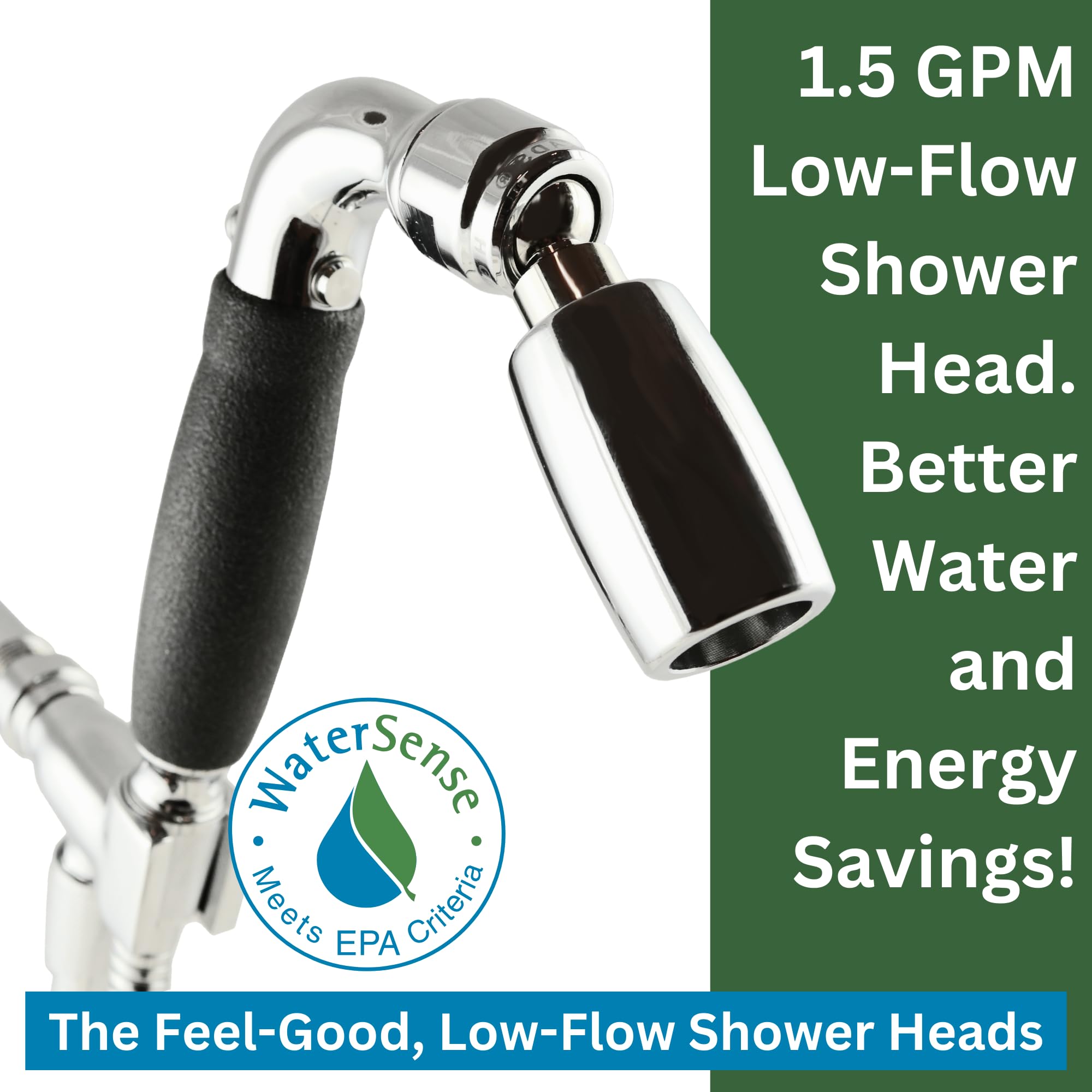 High Sierra Showerheads® - Handheld RV Shower Head with Hose and On Off Switch (Plumbing Code Compliant) - Solid Metal – Includes 72” Metal Hose with Silicone Inner Tube and Holder - 1.5 GPM - Chrome