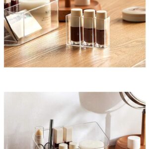 Acrylic Makeup Cosmetic Organizer Countertop Cute Small Clear Vanity Dresser Bathroom Corner Beauty Skincare Lotion Organizer Box Storage Tray Holder Tray