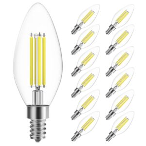 shinestar 12-pack e12 candelabra led light bulbs, 60 watt equivalent, daylight 5000k, dimmable