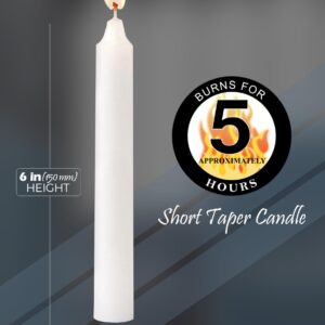 Hyoola Taper Candles - 6 Inch White Dripless, Unscented Dinner Candle - 36 Pack European Made Candles 5 Hour Burn Time