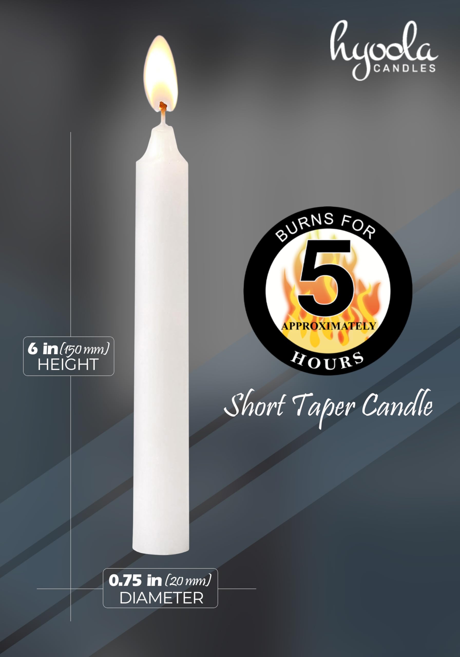 Hyoola Taper Candles - 6 Inch White Dripless, Unscented Dinner Candle - 36 Pack European Made Candles 5 Hour Burn Time