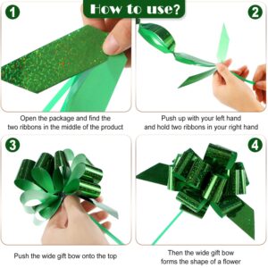 48 Pieces Wide Present Pull Bows Wrap Pull Bows Assorted Pull Bows for Present Wrapping, Christmas, Wedding, Valentine's Day, Present Decoration, 5 inch (Red, Green)