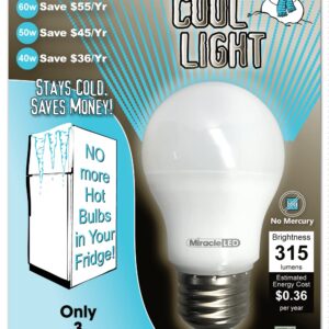 Miracle LED Un-Edison 3-Watt Cool Light for Maytag Refrigerators, 40W Equivalent, 120V E26 Cool White 6000K, A15 Energy Saving Appliance Bulbs (601586)