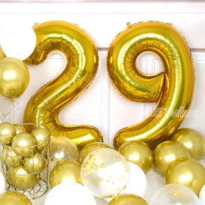 AULE 40 Inch Large 29 Balloon Numbers Gold, Big Foil Number Balloons, Giant Helium Happy 29th Birthday Party Decorations for Man and Women, Huge Mylar 92 Anniversary Party Supplies