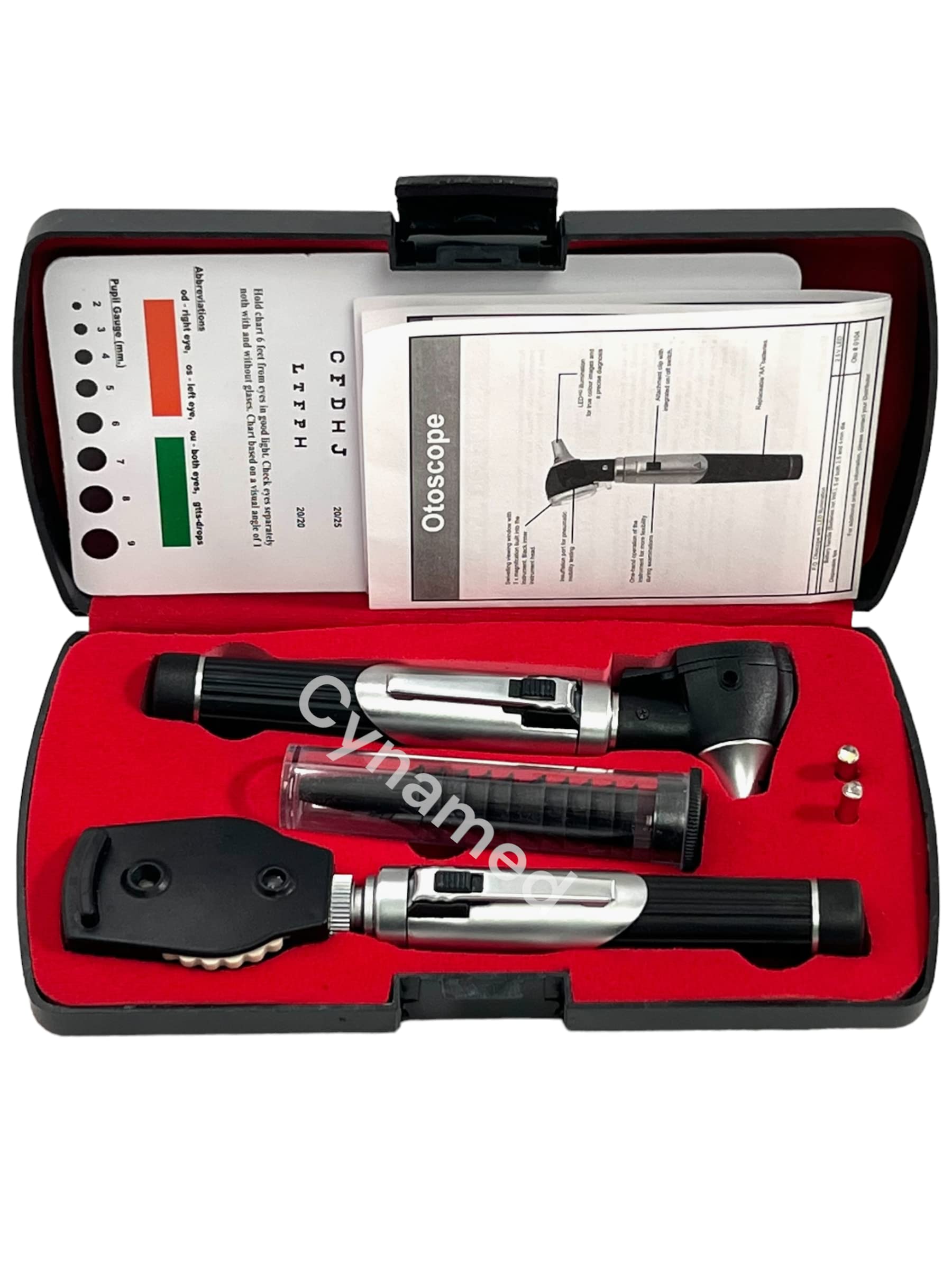 BLACK OTOSCOPE SET -LED Otoscope/School Kit-CYNAMED