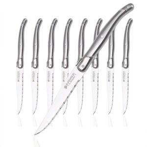 laguiole by hailingshan steak knives serrated edge with pattern sharp light premium dishwasher safe stainless steel knife set of 8 silverware with gift box