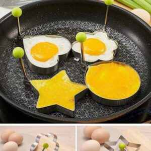 BRYHZKCM 5 PCS Egg Ring Pancake Mold Creative Stainless Steel Omelette Cooking Mold Non-Stick Kitchen Cooking Tools