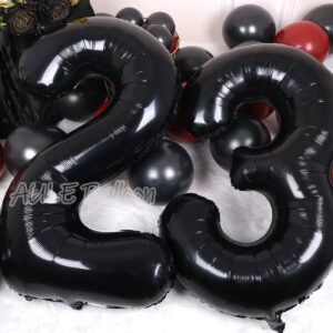 AULE 40 Inch Large 23 Balloon Numbers Black, Big Foil Number Balloons, Giant Helium Happy 23th Birthday Party Decorations for Man and Women, Huge Mylar Anniversary Party Supplies