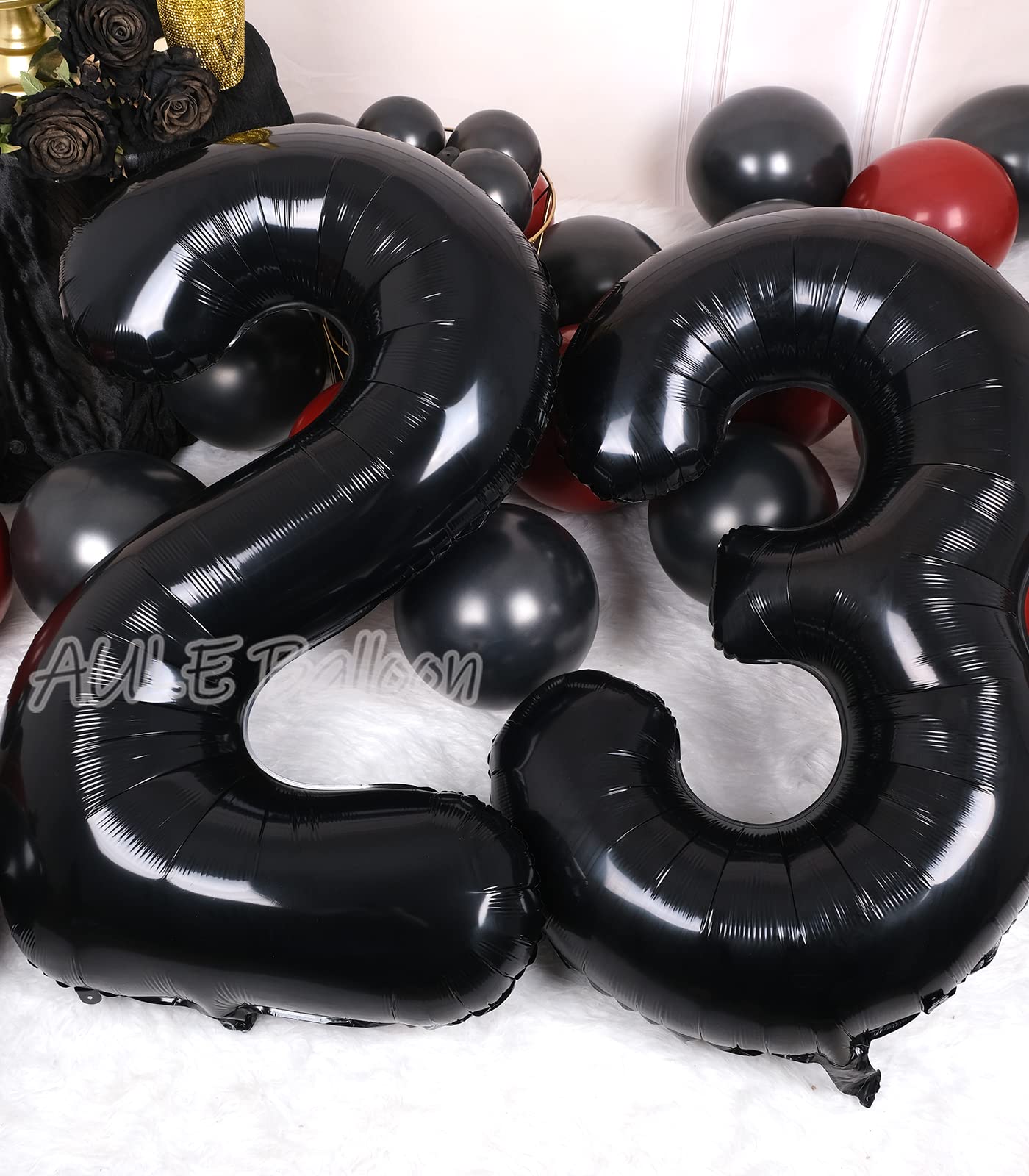 AULE 40 Inch Large 23 Balloon Numbers Black, Big Foil Number Balloons, Giant Helium Happy 23th Birthday Party Decorations for Man and Women, Huge Mylar Anniversary Party Supplies