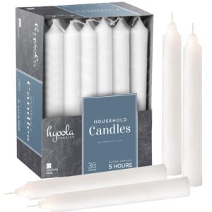 Hyoola Taper Candles - 6 Inch White Dripless, Unscented Dinner Candle - 36 Pack European Made Candles 5 Hour Burn Time