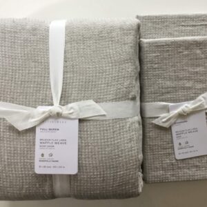 Pottery Barn Belgian Flax Linen Waffle Duvet Cover Full/Queen & Two Standard Shams ~Flax~