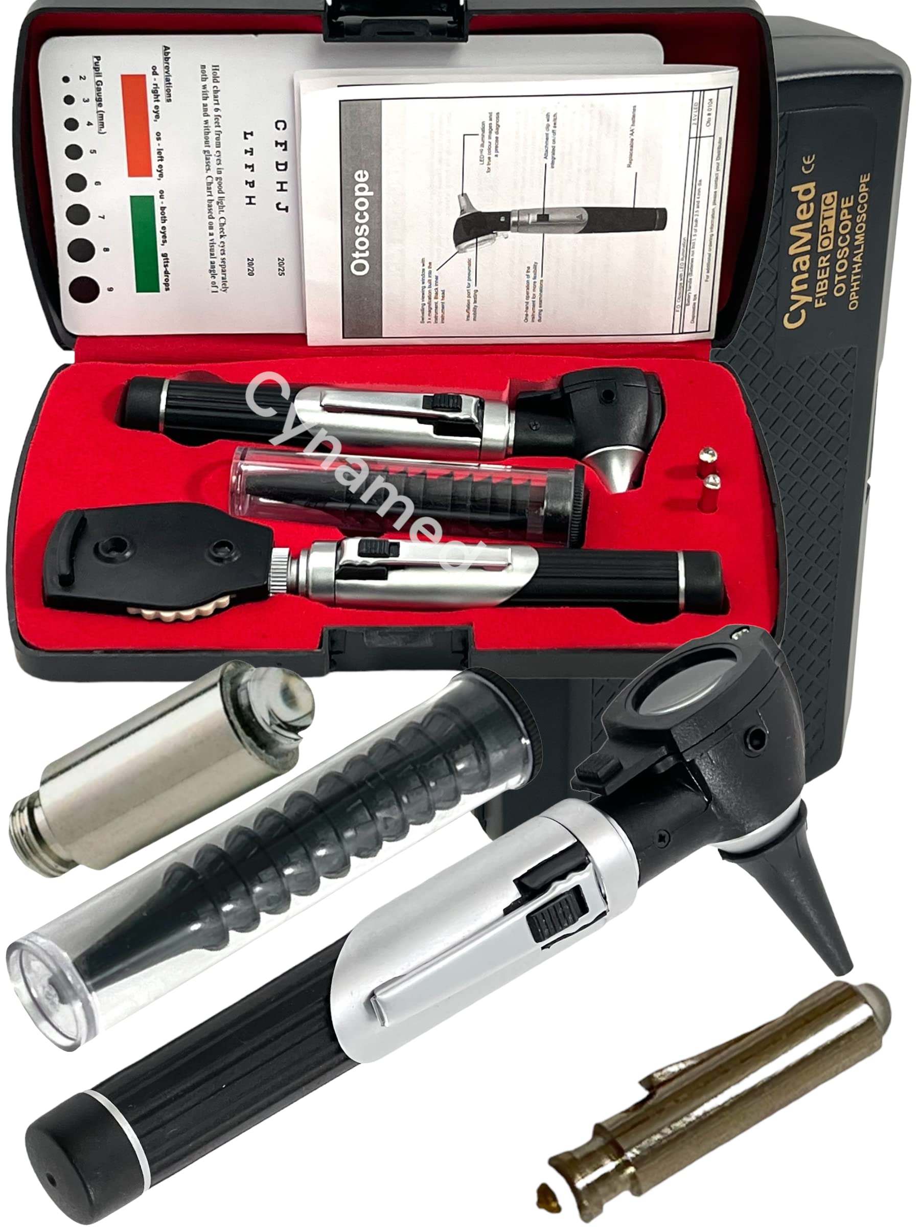 BLACK OTOSCOPE SET -LED Otoscope/School Kit-CYNAMED