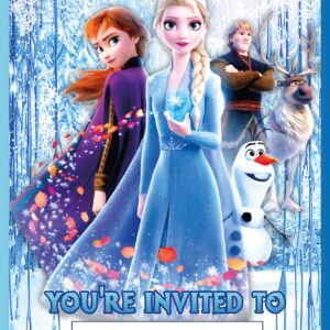 Set of 20 Winter Princess Themed Happy Birthday Invitation Cards & Envelopes – Lightweight (240g), Postcard Style Invites for the Perfect Party Pack