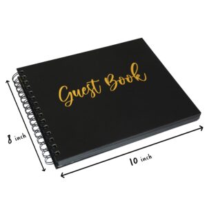 Wedding Guest Book for Polaroid Pictures 80 Black Blank Pages (40 Sheets) Photo Guestbook 8x10 inch Spiral Hardcover Book –Sign in Album Bridal Shower Baby Shower Funeral Christmas Airbnb