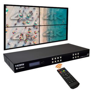 j-tech digital 4k 2x2 video wall controller multiviewer seamless matrix 4k@60hz input 4k30hz output hdcp 2.2 [jtech-vwm04]