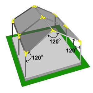 INS Import Canopy Fittings Kit 1 3/8" High Peak Frame Carport Connectors, Full Set for 6, 8, 10 Legs, Choose Size (for 10 Legs)