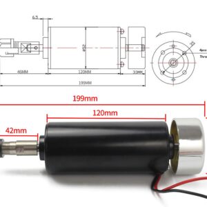 RATTMMOTOR CNC 500W Spindle Motor ER11 500 Watt Air Cooled Spindle Motor 52mm DC 48V 12000RPM 600mN.m for DIY Mini CNC Router Engraver Milling Machine