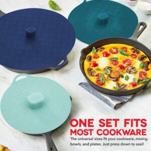 DASH Silicone Lids, 8 inch, 10 inch, 12 inch, Turquoise/Teal/Midnight