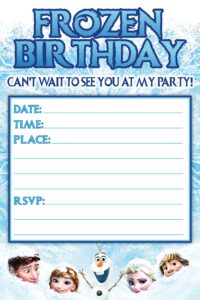 set of 20 winter princess themed happy birthday invitation cards & envelopes – lightweight (240g), postcard style invites for the perfect party pack