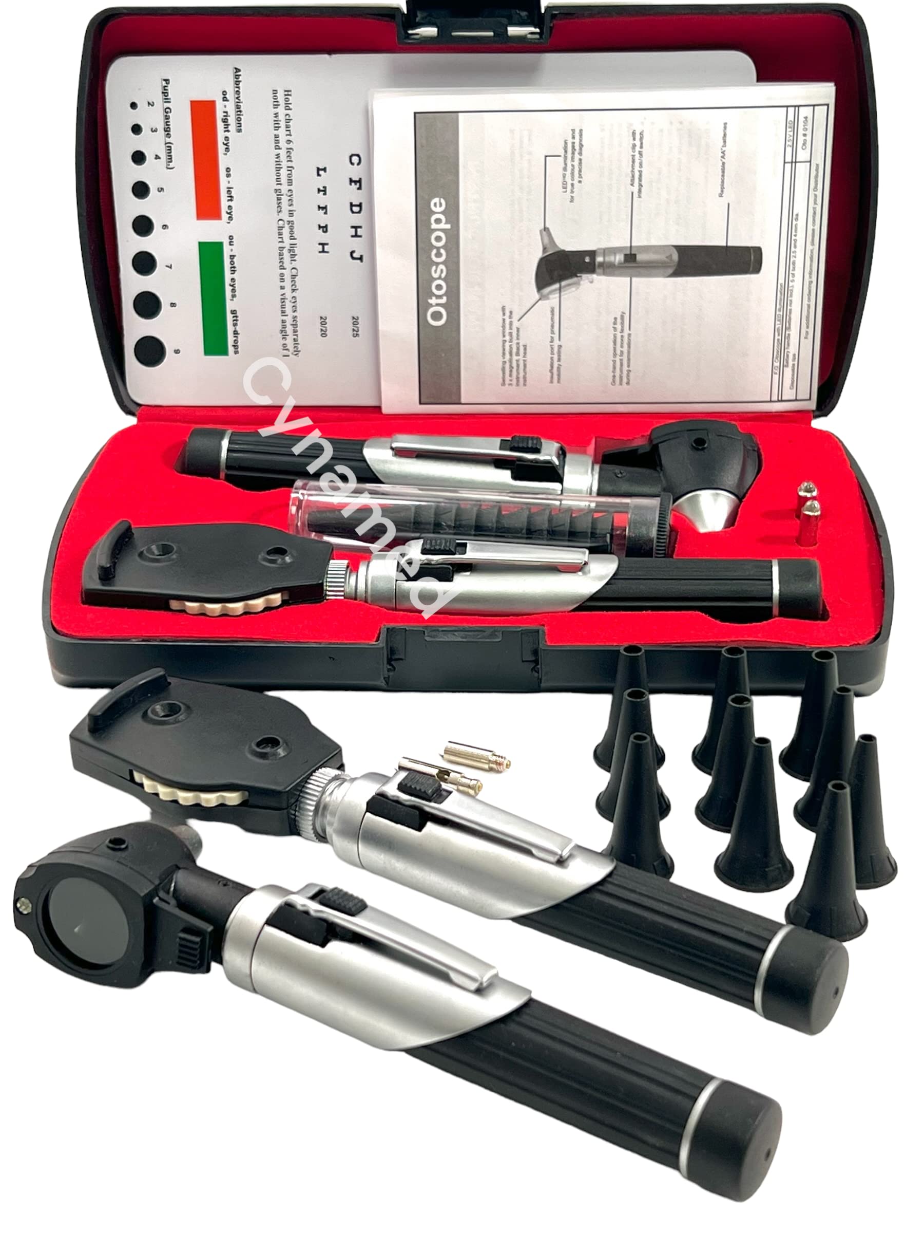 BLACK OTOSCOPE SET -LED Otoscope/School Kit-CYNAMED