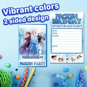 Set of 20 Winter Princess Themed Happy Birthday Invitation Cards & Envelopes – Lightweight (240g), Postcard Style Invites for the Perfect Party Pack