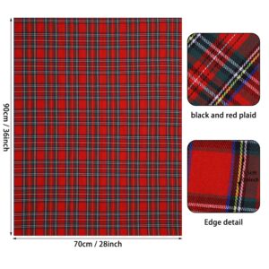 2 Pcs Christmas Buffalo Plaid Fabric Buffalo Checked Cloth Yarn-Dyed Red Black Tartan Gingham Craft Fabric for Sewing DIY Xmas Festival Decorations (28 x 36 Inch)