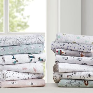 Intelligent Design Cozy Soft 100% Cotton Flannel Print Animals Stars Cute Warm, Ultra Soft Cold Weather Sheet Set Bedding, Full, Teal Dogs 4 Piece