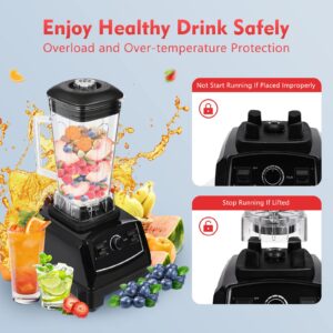 2L 2200W Professional Countertop Blender Heavy Duty Household Grade Blender Mixer with Food Grade ABS Stirring Rod for Milkshakes and Ice Cream (black)