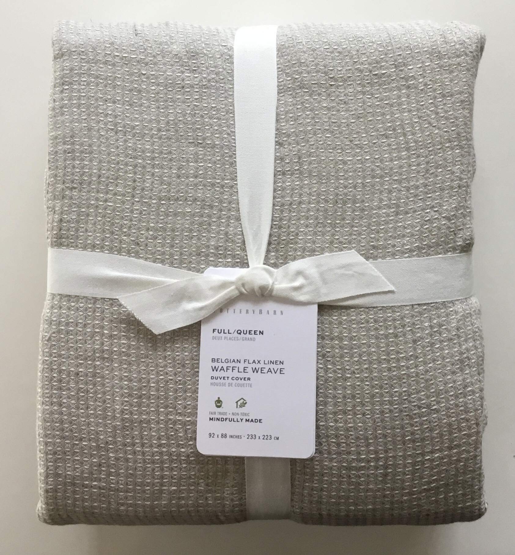 Pottery Barn Belgian Flax Linen Waffle Duvet Cover Full/Queen & Two Standard Shams ~Flax~