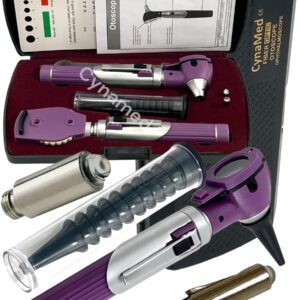 Premium Double Handle Otoscope Set -Otoscope/Great for School -Cynamed (PURPLE)