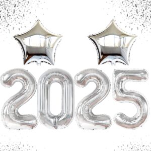 katchon, huge 40 inch 2025 balloons silver - new years balloons | star balloons, 2025 silver balloons for new years eve party supplies 2025 | happy new year decorations 2025 for new years eve decor