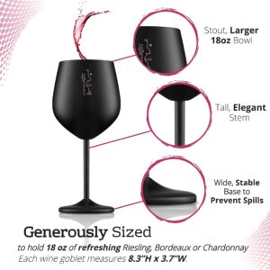 Gusto Nostro Stainless Steel Wine Glass - 18 oz - Unbreakable Black Wine Glasses for Travel, Camping and Pool - Fancy, Unique and Cool Portable Metal Wine Glass for Outdoor Events, Picnics (Set of 2)