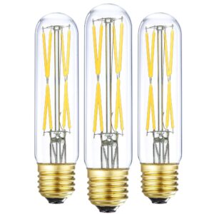 xininsun t10 led bulb, 8w dimmable led tubular bulbs, 75-100 watt equivalent,4000k daylight, 850lm, clear glass, e26 base lamp bulb, for cabinet display cabinet etc,no flicker,3 pack.