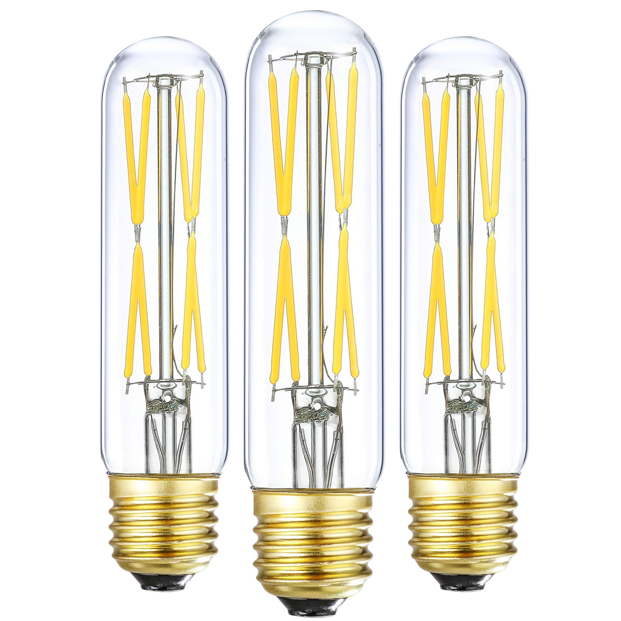 XININSUN T10 Led Bulb, 8W Dimmable Led Tubular Bulbs, 75-100 Watt Equivalent,4000K Daylight, 850lm, Clear Glass, E26 Base Lamp Bulb, for Cabinet Display Cabinet etc,No Flicker,3 Pack.