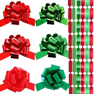 48 pieces wide present pull bows wrap pull bows assorted pull bows for present wrapping, christmas, wedding, valentine's day, present decoration, 5 inch (red, green)