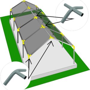 INS Import Canopy Fittings Kit 1 3/8" High Peak Frame Carport Connectors, Full Set for 6, 8, 10 Legs, Choose Size (for 10 Legs)