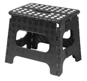 ben&jonah withinreach collection ez store folding step stool (11" h) - black with white polka dots