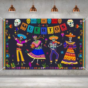 day of the dead backdrop for mexican fiesta sugar skull flowers background dia de los muertos birthday halloween party supplies fiesta banner party decoration photo booth studio(dance)