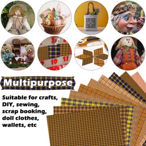 10 Pcs Fall Fabric 18 x 22 Inch Plaid Homespun Fabric Squares Precut Autumn Thanksgiving Fabric Bundle for Scrapbooking Cloth Sewing Handmade Bag DIY Craft, 10 Styles