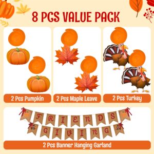 JOYIN Thanksgiving Banner Friendsgiving Garland Party Decoration Set Including 2 Banner Hanging Garland, 6 Foil Swirls with Decorative Hanging Cutouts for Thanksgiving Holiday Decor