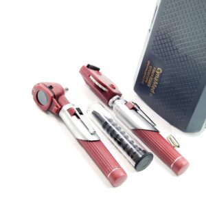 burgundy otoscope set -led otoscope/school kit-cynamed