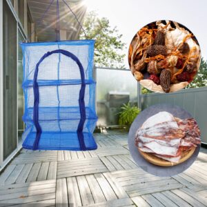 BESPORTBLE Drying Rack 4 Layers Folding Hanging Mesh Dryer for Shrimp Fish Fruit Vegetables, 66X50X50cm with Buckle