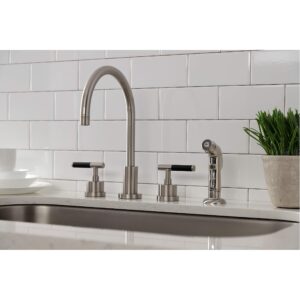 Kingston Brass KS8728CKL Kaiser Widespread Kitchen Faucet with Plastic Sprayer, Brushed Nickel