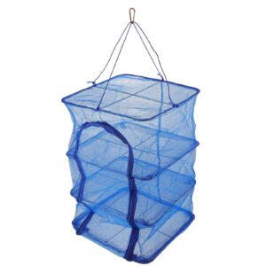 besportble drying rack 4 layers folding hanging mesh dryer for shrimp fish fruit vegetables, 66x50x50cm with buckle