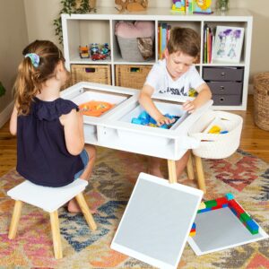 Elk and Friends Kids/Toddler Multi Activity Table | Building Blocks Desk |Table with Storage | Craft Play Table Plus Paper Roll | Sensory Table